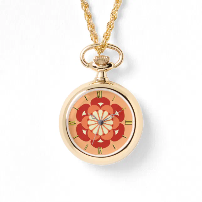 Lotus Flower Mandala, Pastel Orange and Mandarin Watch | Zazzle