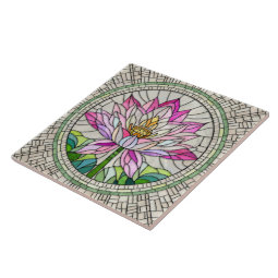Lotus Flower Mosaic Art Ceramic Tile | Zazzle