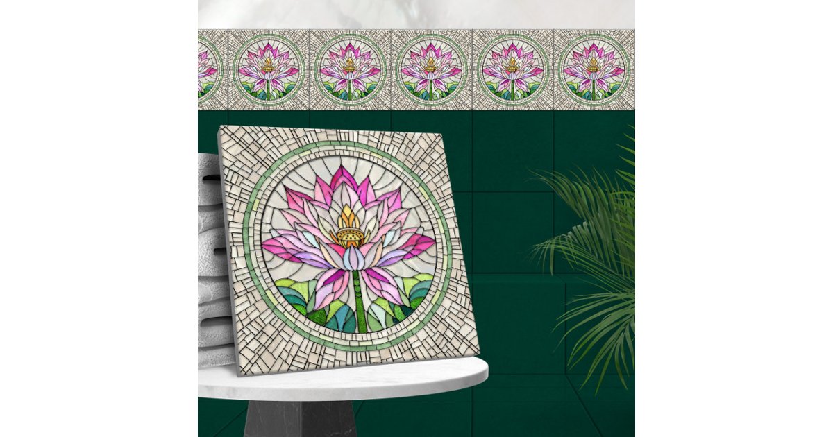 Lotus Flower Mosaic Art Ceramic Tile | Zazzle