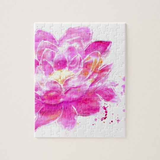 Lotus Flower Watercolor Jigsaw Puzzle | Zazzle.com