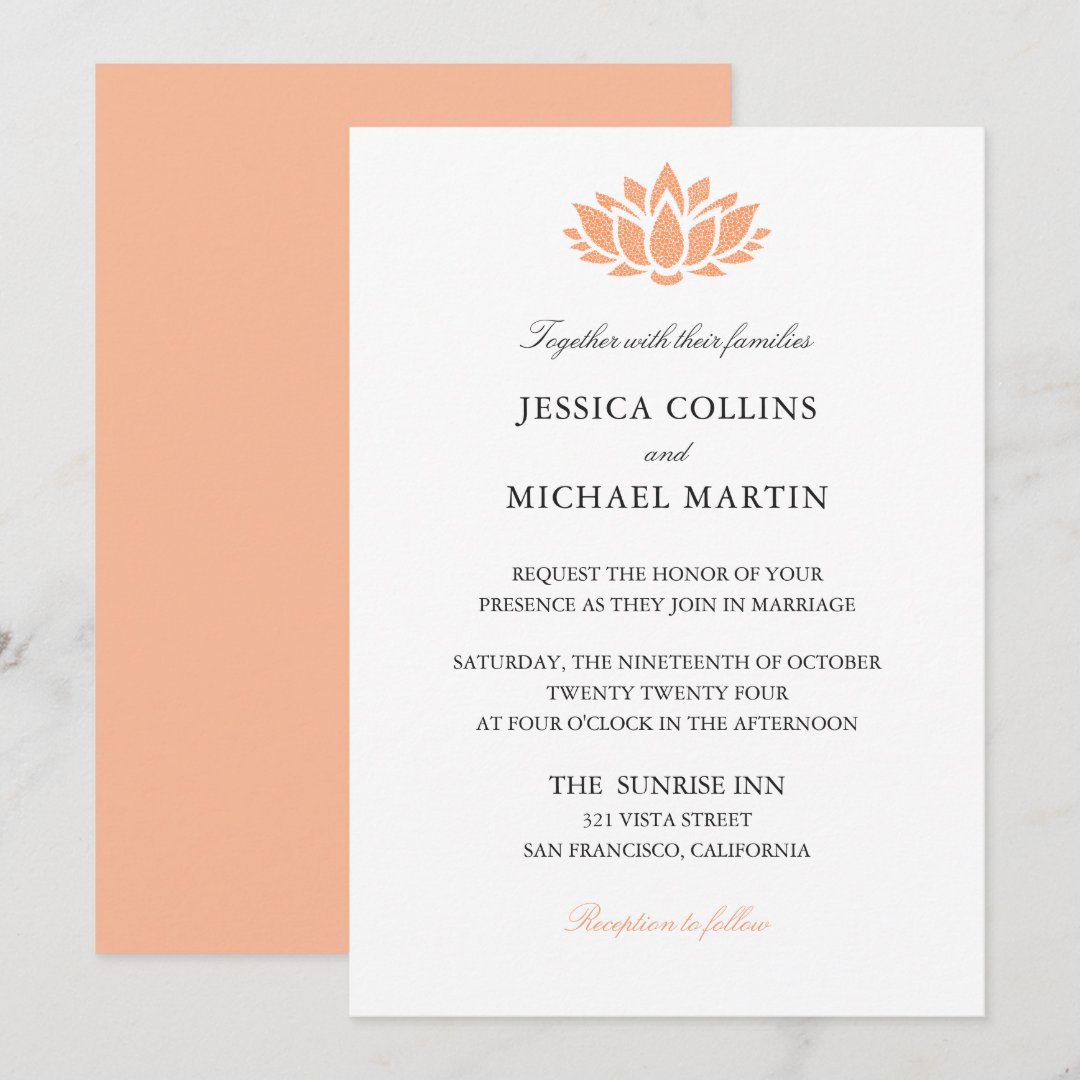 Lotus Flower Wedding Invitation Card | Zazzle