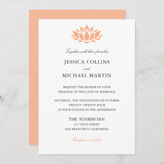 Lotus Flower Wedding Invitation Card | Zazzle