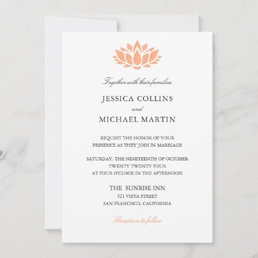 Lotus Flower Wedding Invitation Card | Zazzle