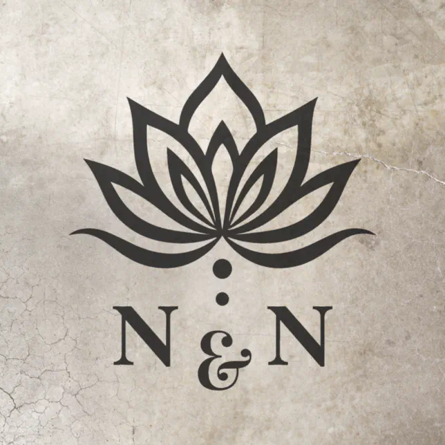 Lotus flower wedding monogram floor decals | Zazzle