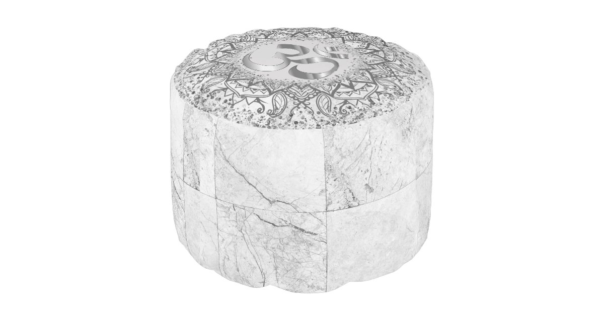 Lotus Mandala on Marble Glitter OM Pouf | Zazzle