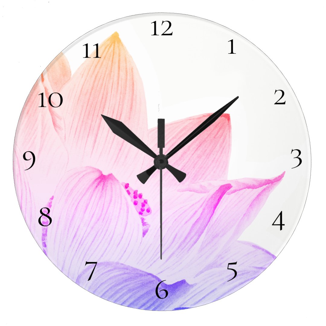 Lotus Reiki Yoga Energy Healer Light Filled Large Clock | Zazzle