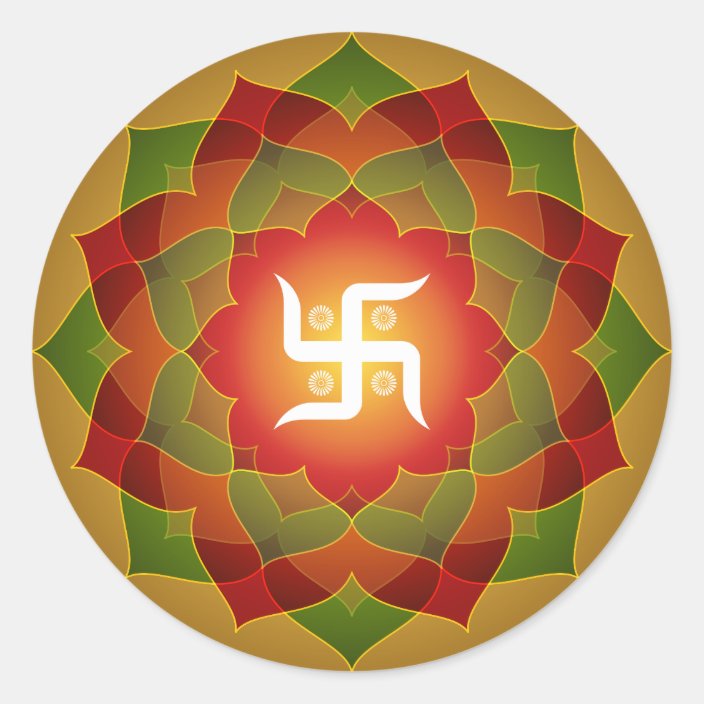 Lotus Swastika Design Classic Round Sticker | Zazzle.com