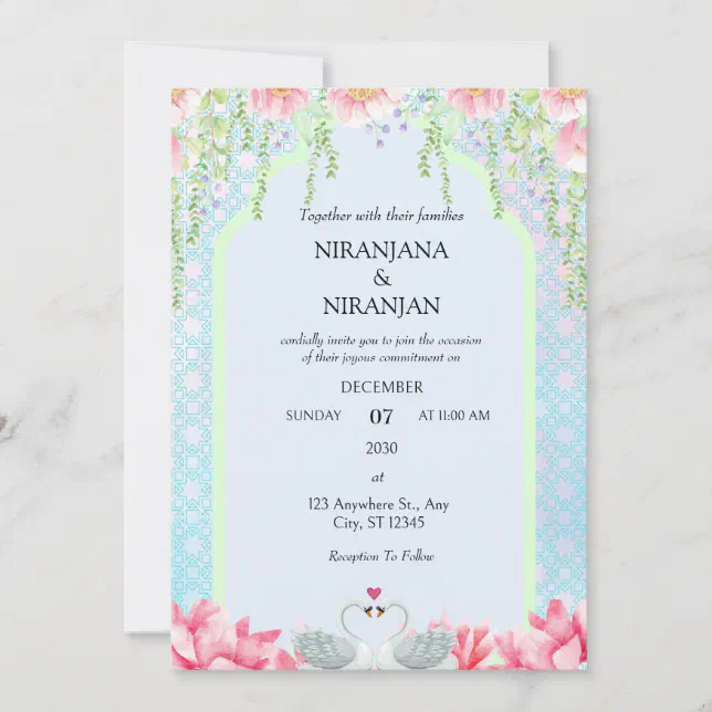Lotus theme Wedding Invitation | Zazzle
