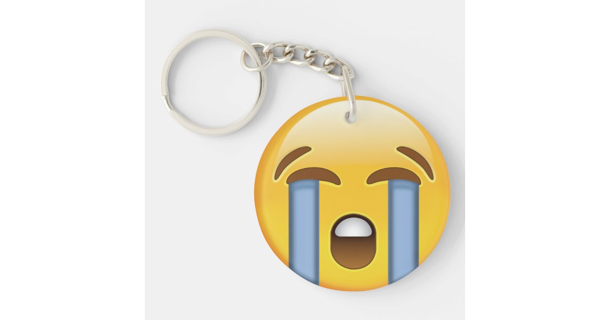 Loudly Crying Face Emoji Keychain | Zazzle