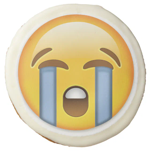 Loudly Crying Face Emoji Sugar Cookie | Zazzle