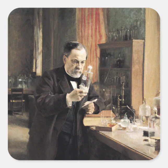 Louis Pasteur in his Laboratory, 1885 Square Sticker | Zazzle