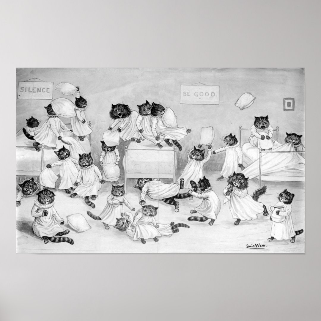 Louis Wain Cats Bedtime Poster | Zazzle
