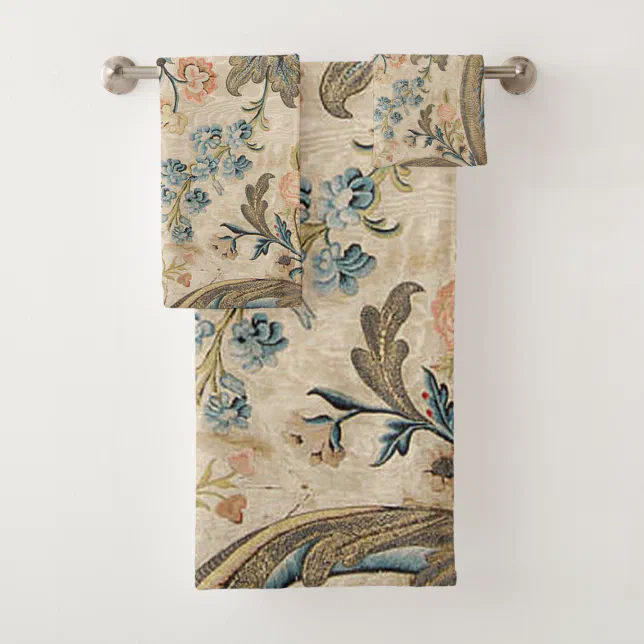 Louis XV Floral Print Elegant Bath Towels | Zazzle