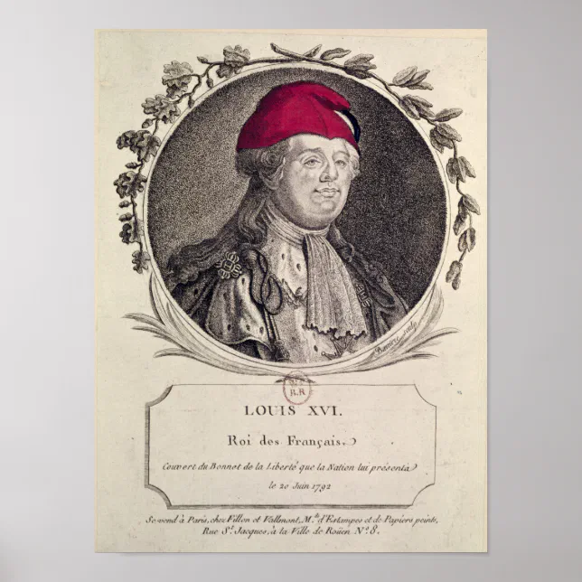 Louis XVI wearing a phrygian bonnet Poster | Zazzle