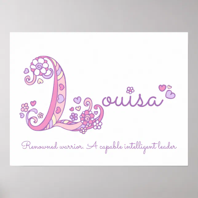 Louisa initial L doodle heart art name meaning Poster | Zazzle