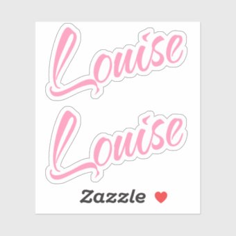 Louise Decorative Name in Pink x2 Sticker | Zazzle