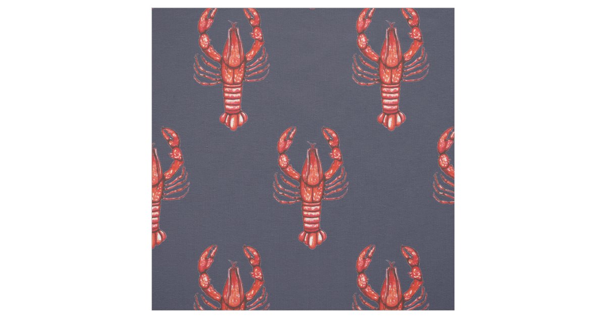 Louisiana Cajun Watercolor Crawfish & Navy Blue Fabric | Zazzle