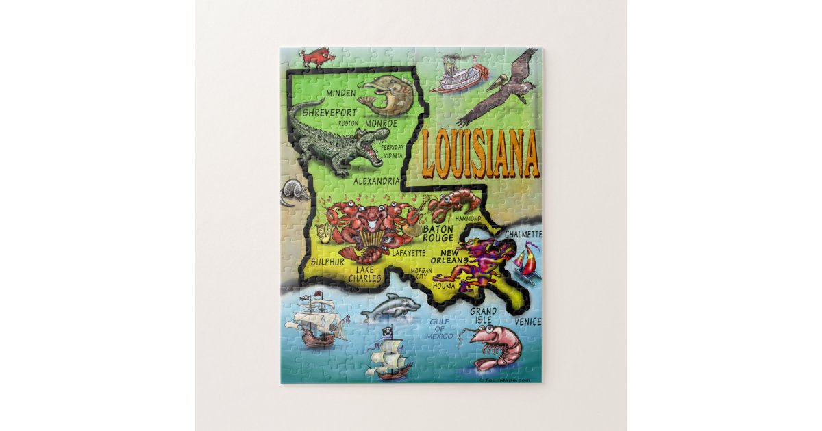 Louisiana Cartoon Map Puzzle | Zazzle