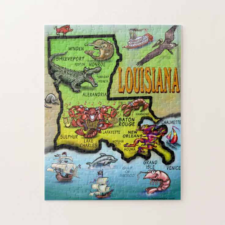 Louisiana Cartoon Map Puzzle | Zazzle