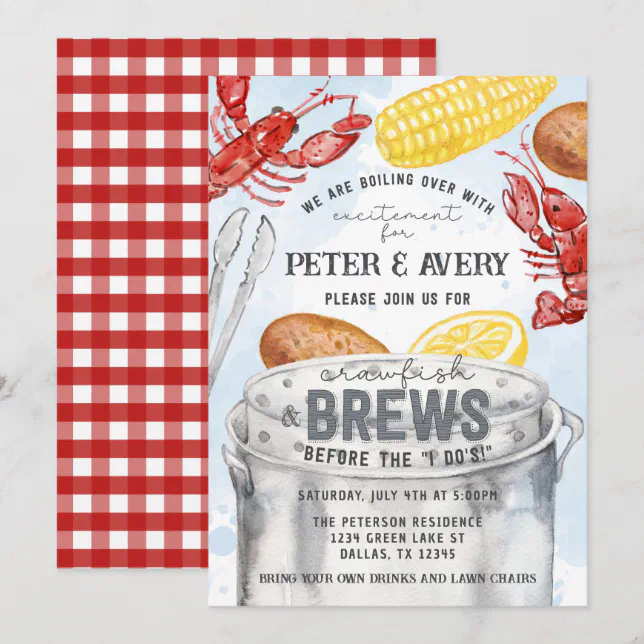 Louisiana Crawfish Seafood Boil Engagement Party Invitation | Zazzle