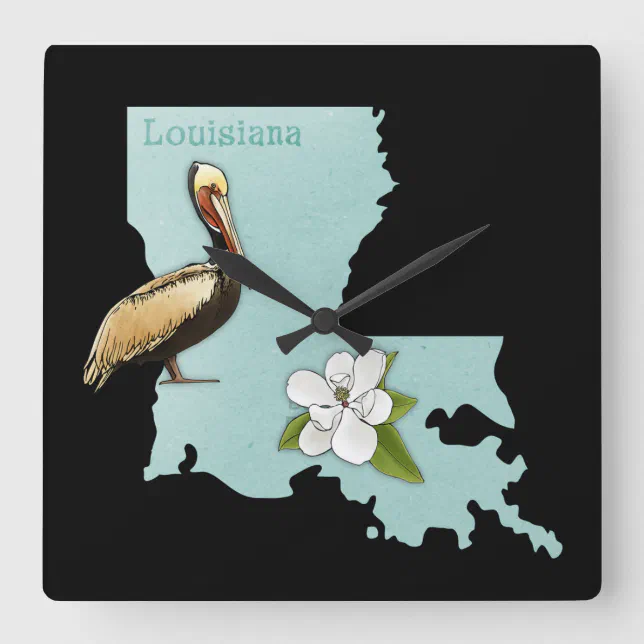 Louisiana Pelican State Map Wall Clock | Zazzle