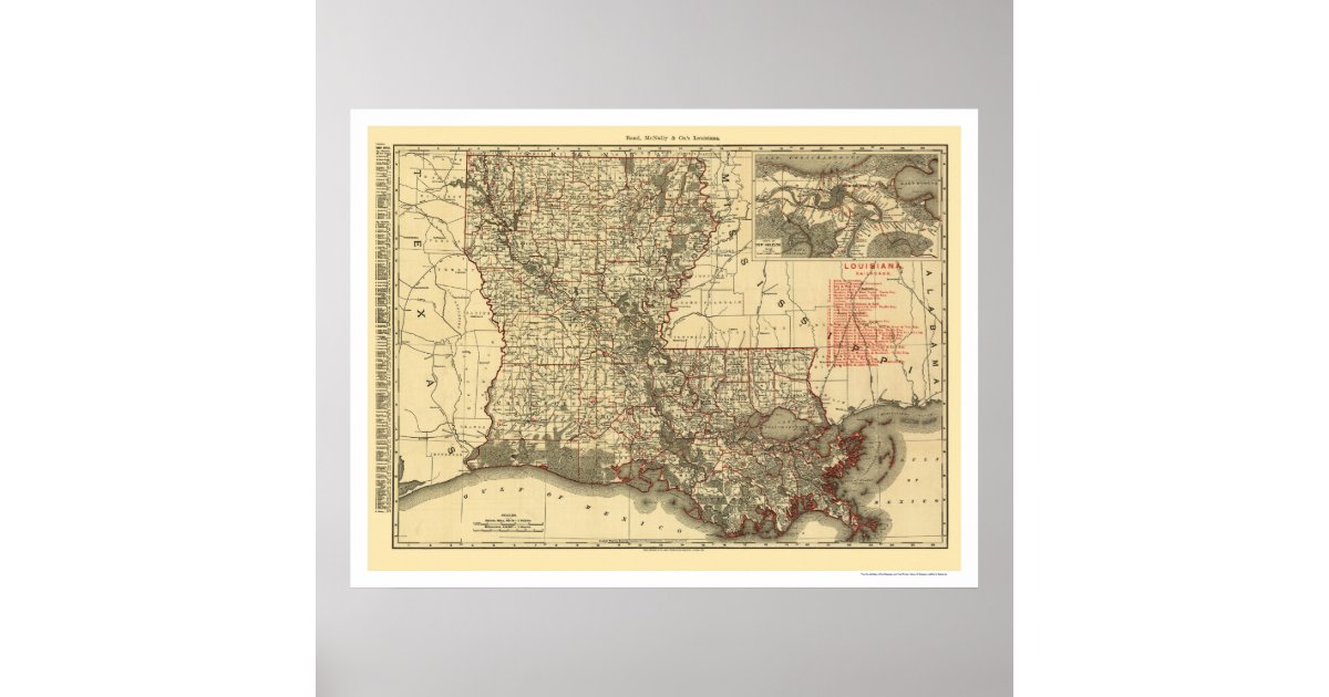 Louisiana Railroad Map 1896 Poster | Zazzle
