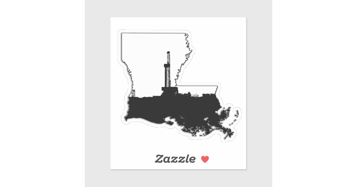 Louisiana State with Oil Drilling Rig Cutout Sticker | Zazzle