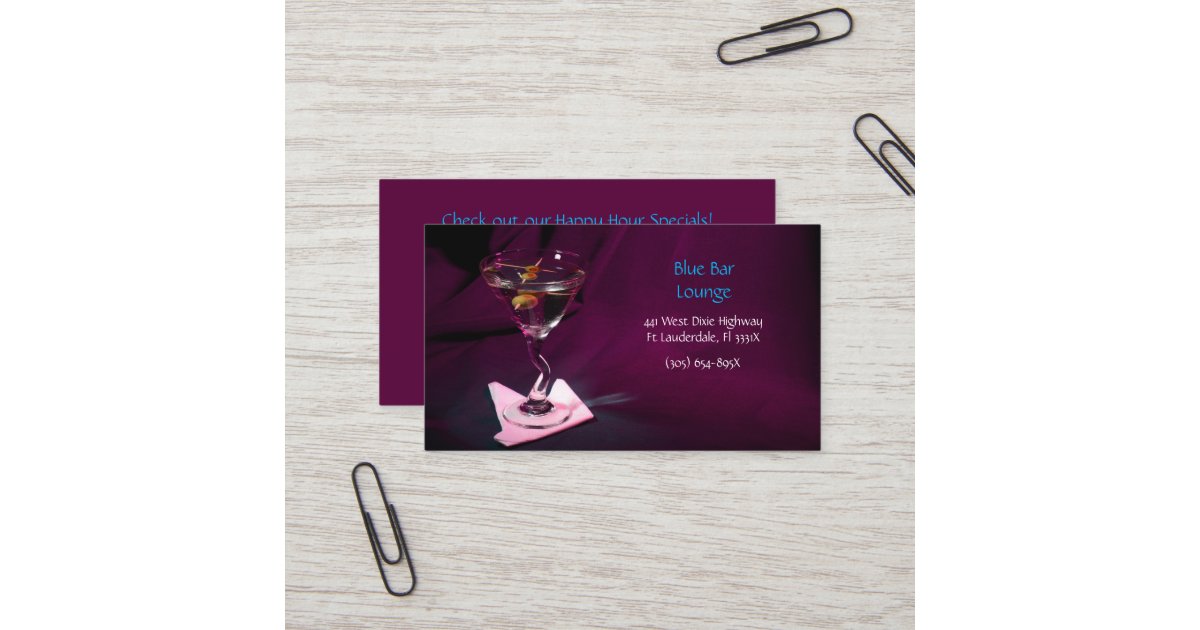 Lounge Blackberry Martini Bar Business Card | Zazzle