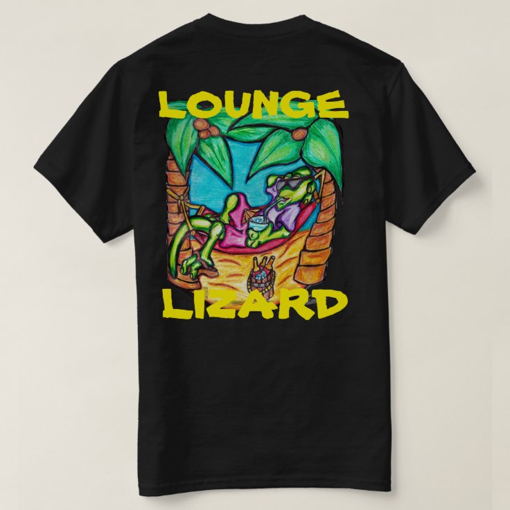 LOUNGE LIZARD CARTOON BLACK T-Shirt | Zazzle