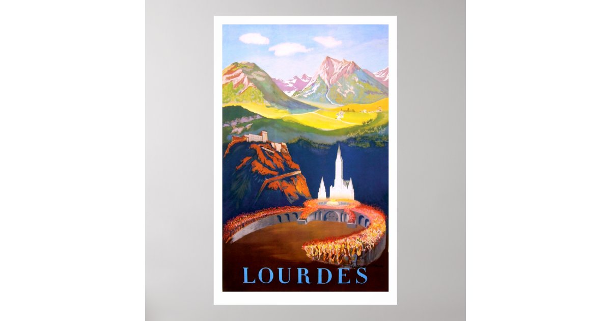 Lourdes, Town and Church. Pyrenees Mountains Poster | Zazzle