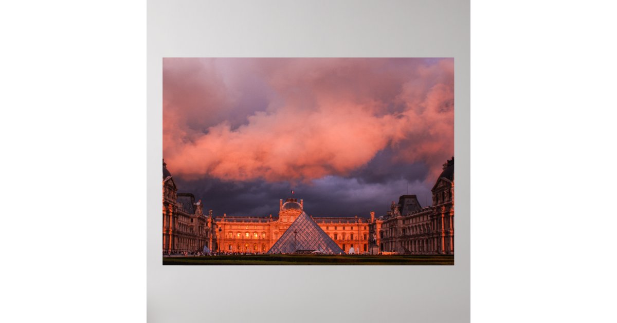 Louvre in sunset poster | Zazzle