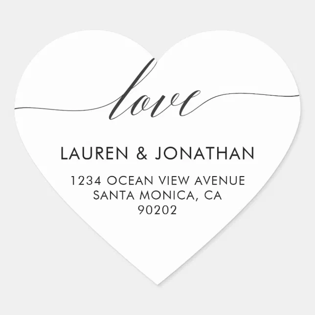 Love Address Labels, Wedding Stickers, Wedding Heart Sticker | Zazzle