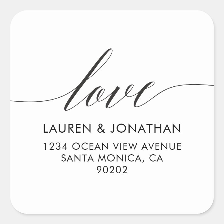 Love Address Labels, Wedding Stickers, Wedding Square Sticker | Zazzle