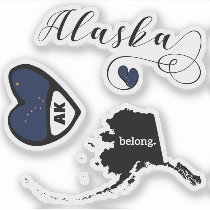 Love Alaska, 3 Different Designs, Die Cut Sticker | Zazzle
