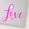 Love Always Bright Pink Text with cute heart Sticker | Zazzle