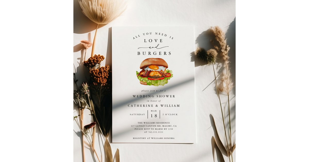 Love and Burgers Wedding Shower Invitation | Zazzle