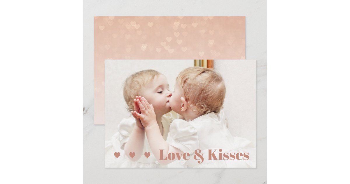 Love and Kisses Cute Photo Valentine Card | Zazzle