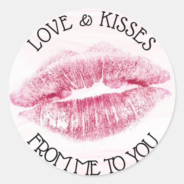 Love and Kisses from Me to You Romantic Sticker | Zazzle