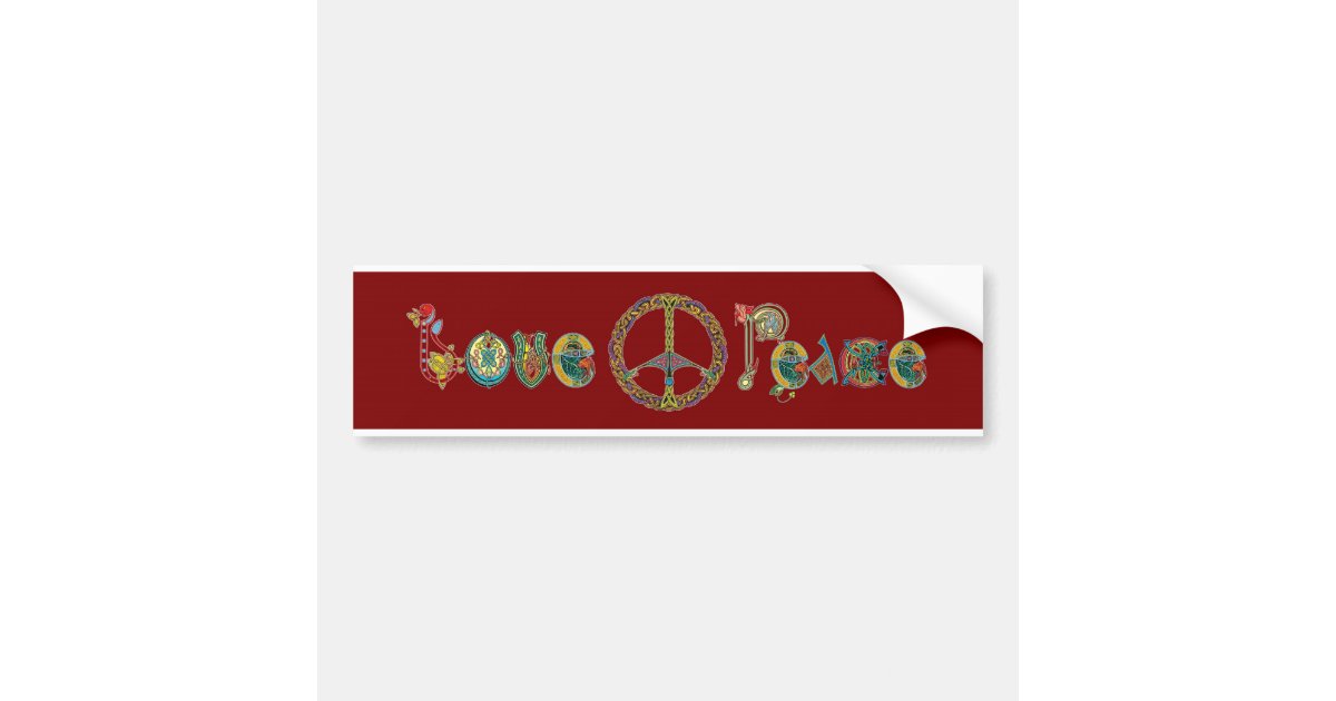 Love and Peace Bumper Sticker | Zazzle