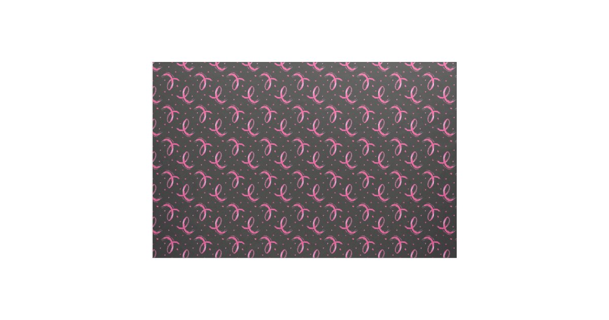 Love and Support Pink Ribbon Pattern Fabric | Zazzle