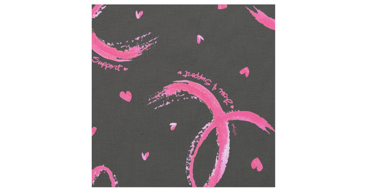 Love and Support Pink Ribbon Pattern Fabric | Zazzle