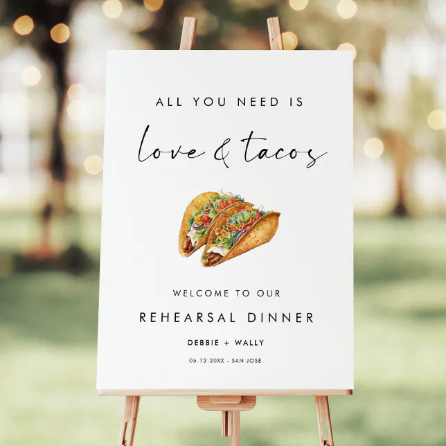 Love and Tacos Rehearsal Dinner Welcome Sign | Zazzle