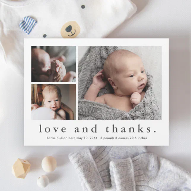 Love and Thanks Budget Photo Baby Thank You Card | Zazzle