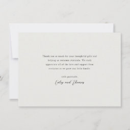 Love and Thanks Minimal Photo Baby Thank You Card | Zazzle