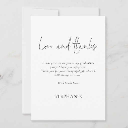 Love and Thanks Script Photo Graduation Thank You Card | Zazzle