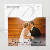 Love and Thanks Sheer Wedding Photo Thank You Card | Zazzle