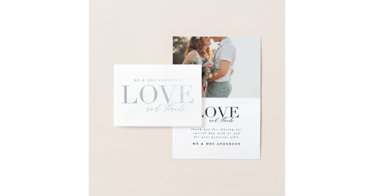 Love and thanks wedding thank you card | Zazzle