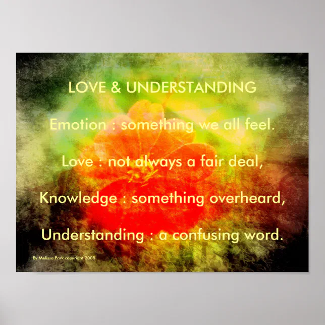 Love and Understanding Poem Print | Zazzle