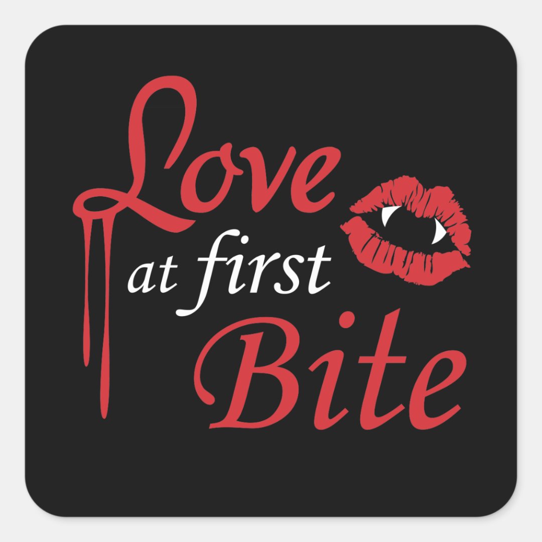 Love at First Bite Square Sticker | Zazzle