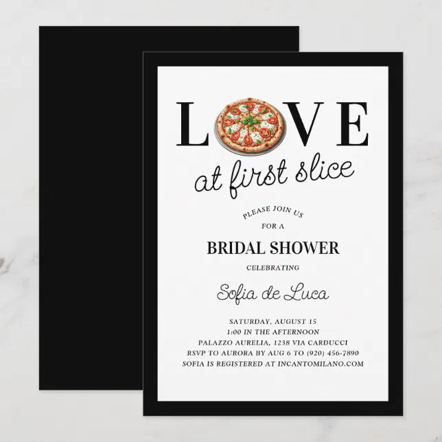 Love At First Slice Pizza Italian Bridal Shower Invitation | Zazzle